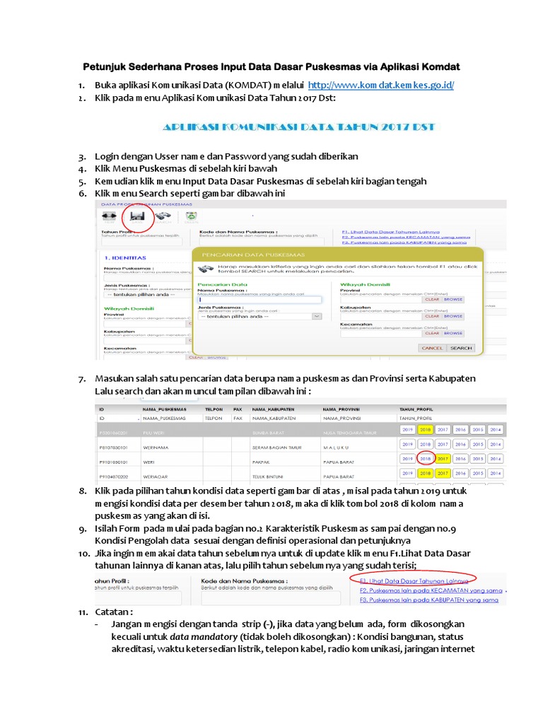 Petunjuk Sederhana Input Data Dasar Via Aplikasi Komdat | PDF