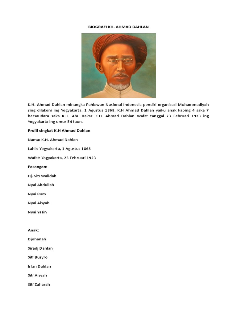 BIOGRAFI KH Ahmad Dahlan | PDF