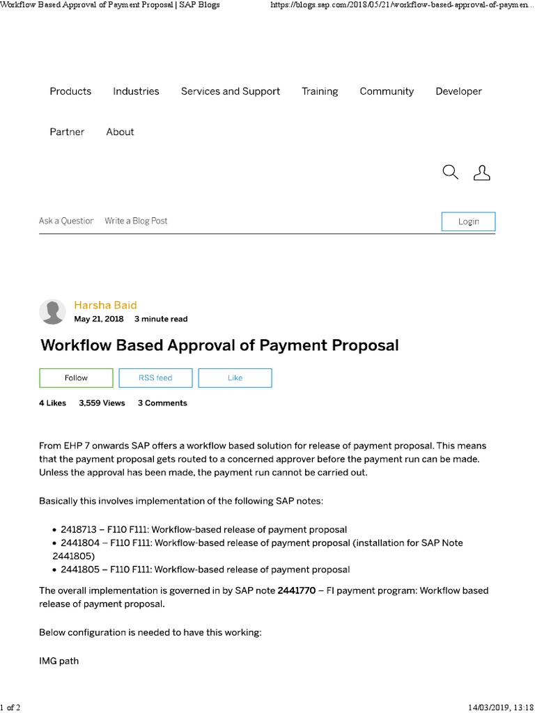 Workflow Approval Payment Proposal FI SAP | PDF
