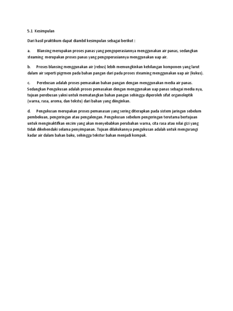 Kesimpulan Tekpang Blencing, Pengukusan Dan Perebusan | PDF | Sains ...