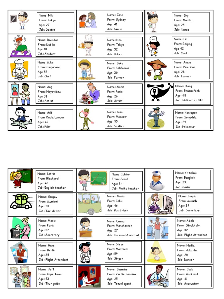 Personal Information 1 Roleplay Cards | PDF