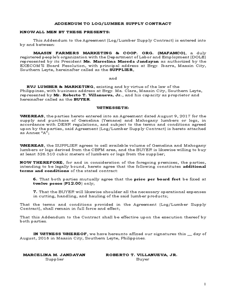 Addendum | Business Law | Civil Law (Legal System) | Free 30-day Trial ...