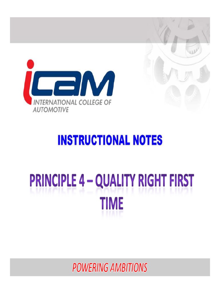 Principle 4 Quality Right First Time Every Time | PDF | Quality ...