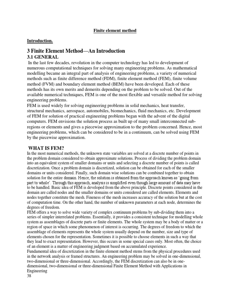 Finie Element Methods Pdf Finite Element Method Equations