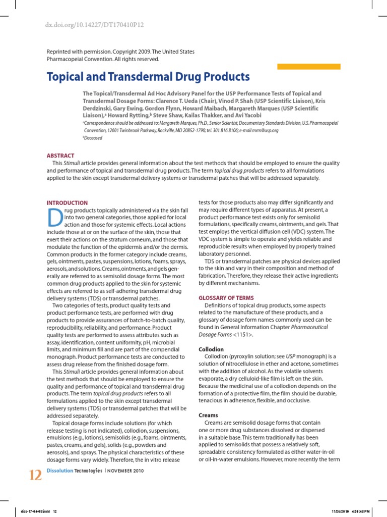 Topical and Transdermal Drug Products | PDF | Topical Medication | Emulsion