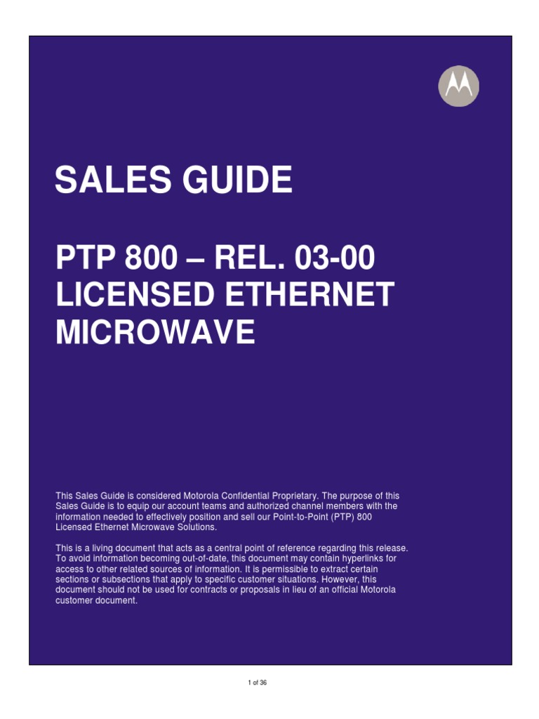 Sales Guide: PTP 800 - REL. 03-00 Licensed Ethernet Microwave | PDF ...