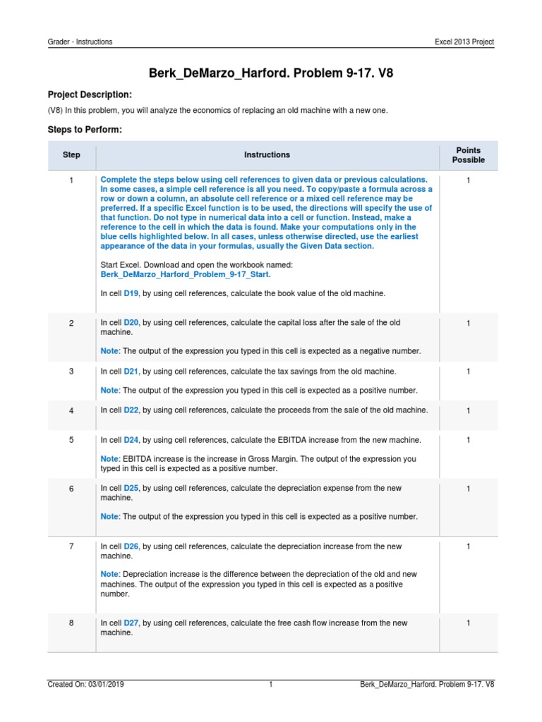 Berk DeMarzo Harford Problem 9 17 V8 Instructions PDF