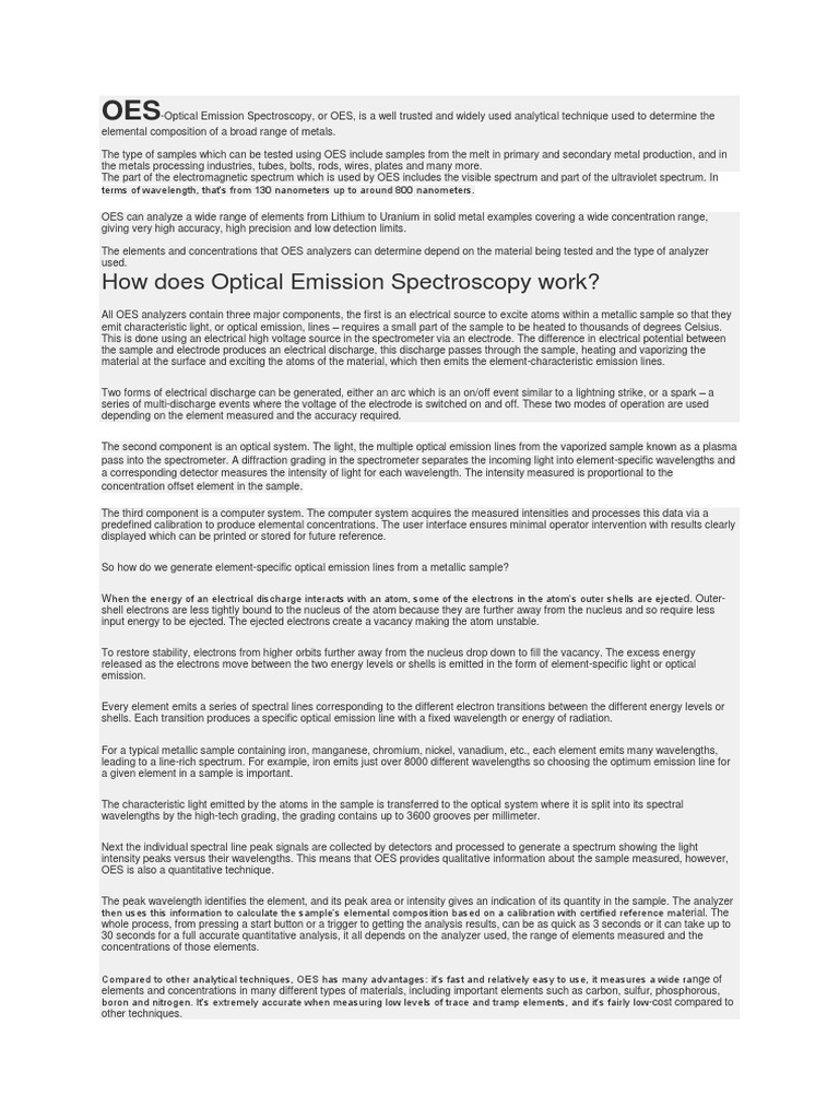 Oes & Its Principles | PDF | Electromagnetic Radiation ...