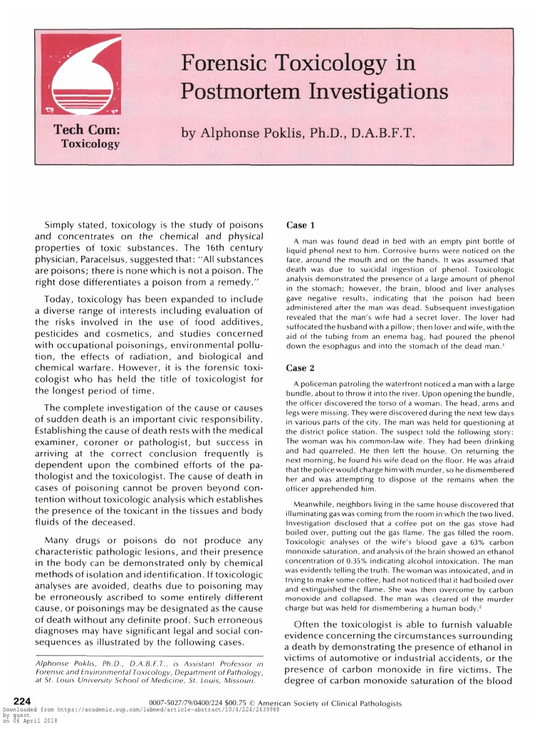 Forensic Toxicology in Postmortem Investigations: Tech Com: by Alphonse ...