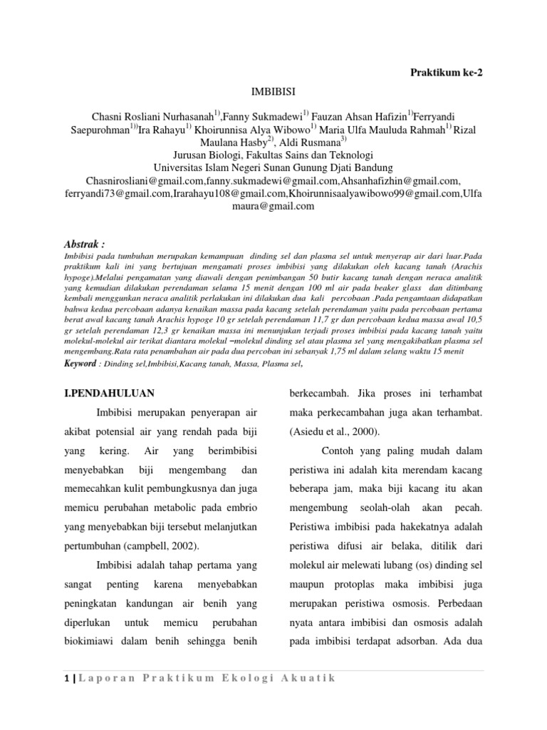 Imbibisi Kacang Tanah: Proses dan Hasil | PDF