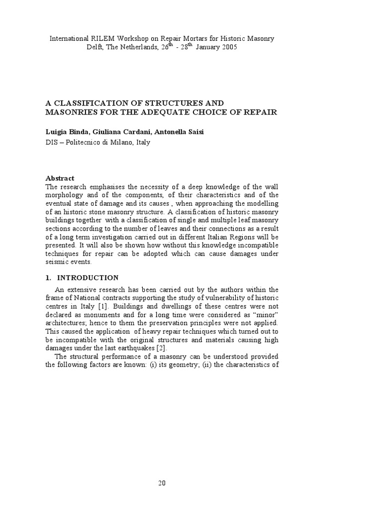 A Classification of Structures and Mason PDF | PDF | Masonry | Mortar ...