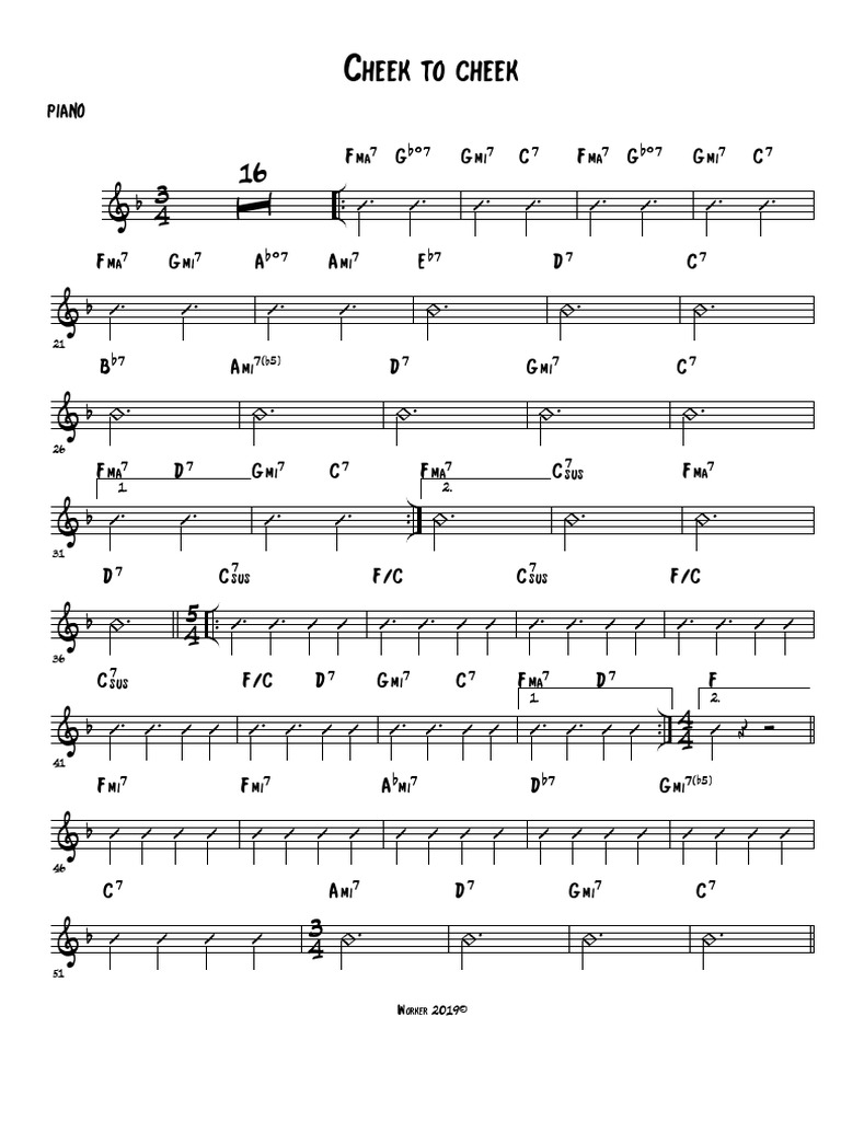 Cheek To Cheek - Piano | PDF