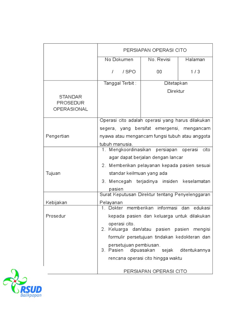 SPO Operasi Cito | PDF | Kesehatan Holistik | Sains & Matematika