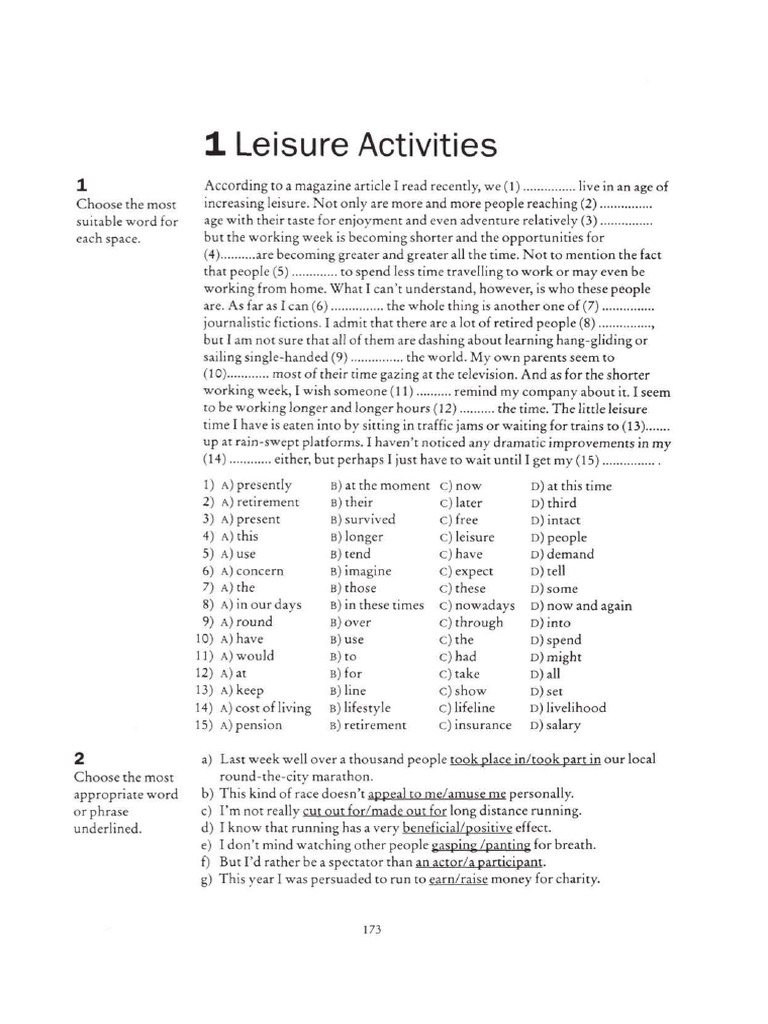 Homework 1 Leisure Activities PDF | PDF