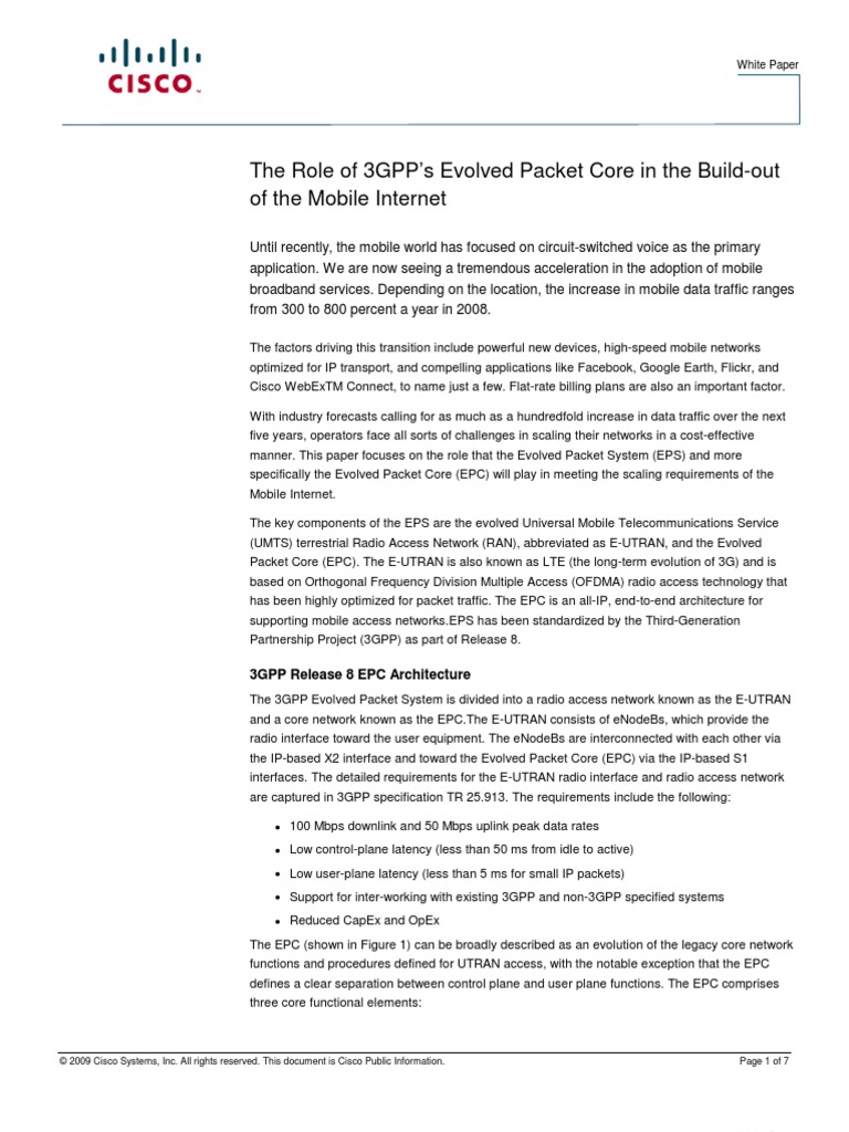Cisco White Paper EPC | PDF | Computer Network | Internet Protocols