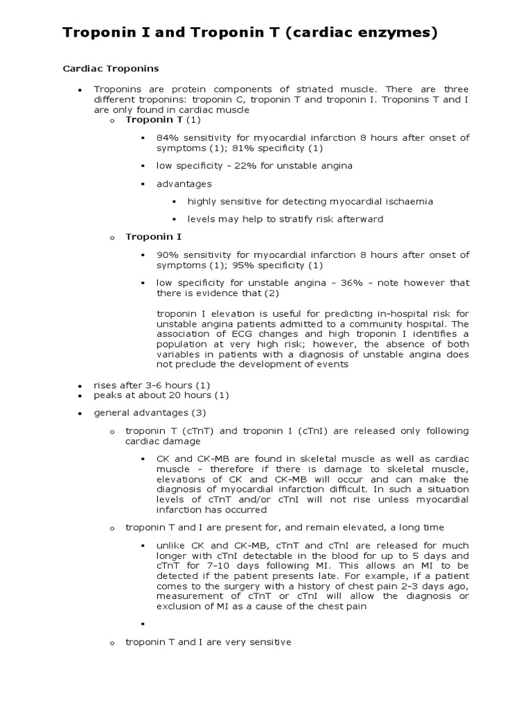 Troponin I and Troponin T | PDF | Myocardial Infarction | Heart