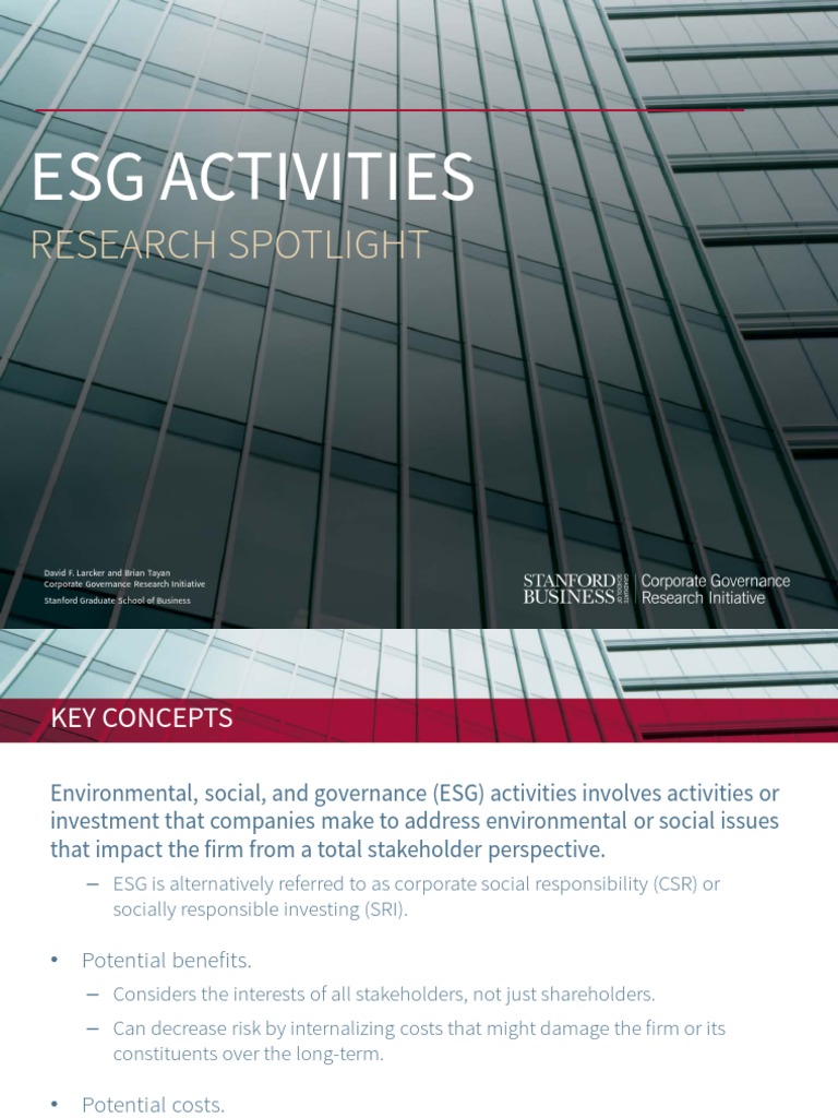 ESG Activities and Firm Value Insights | PDF | Corporate Social ...