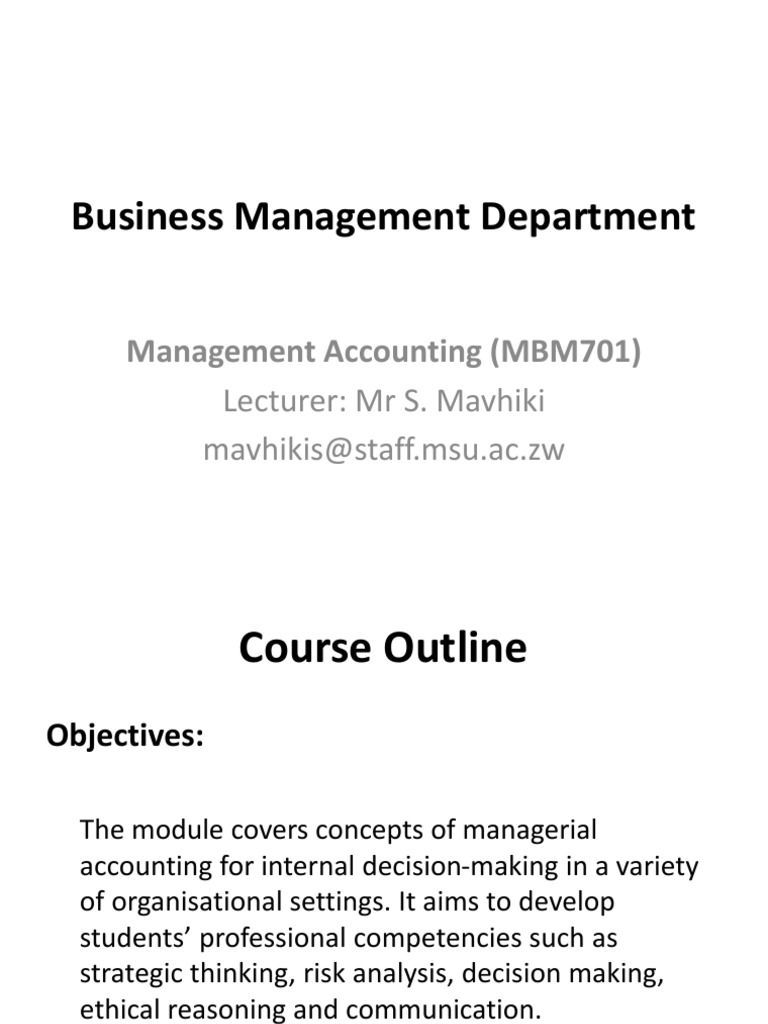 Management Accounting Course Overview | PDF | Management Accounting ...