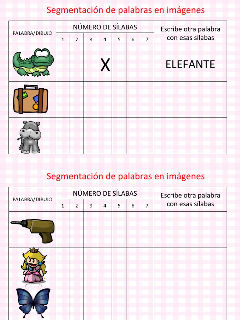 Actividades Segmentación de Palabras en Imágenes Conciencia Fonológica ...