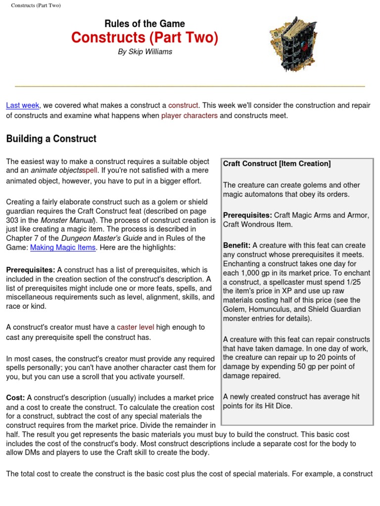 D&D Construct 2 | PDF | Dungeons & Dragons | D20 System