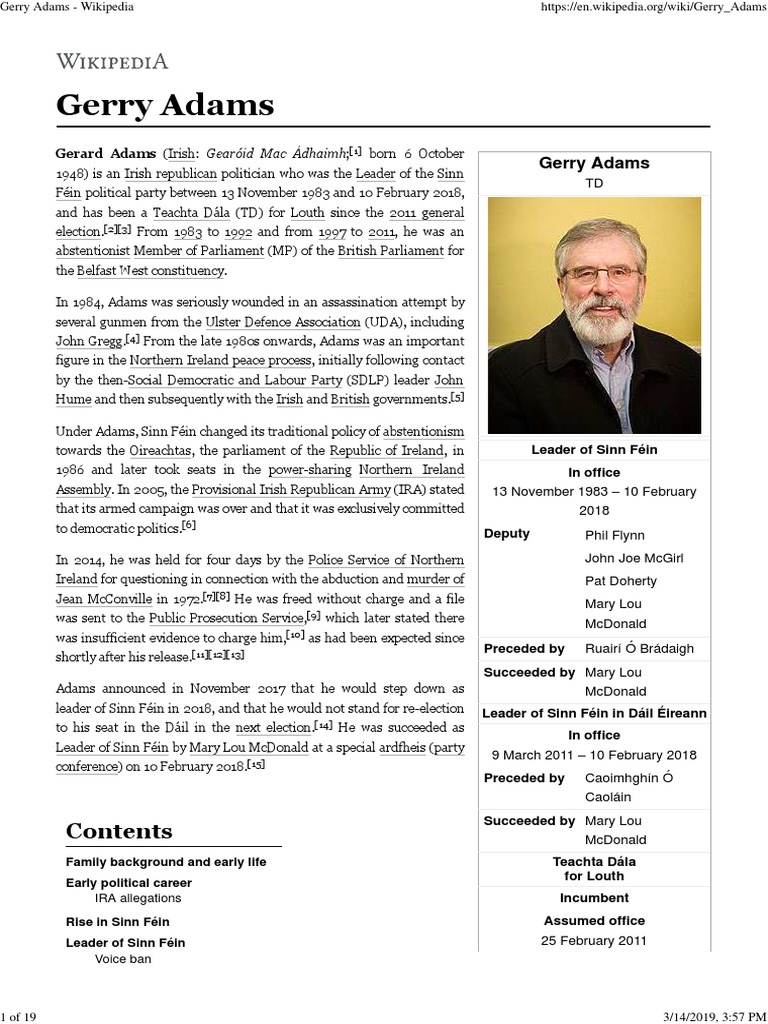 Gerry Adams | PDF | Provisional Irish Republican Army | Irish Republicanism