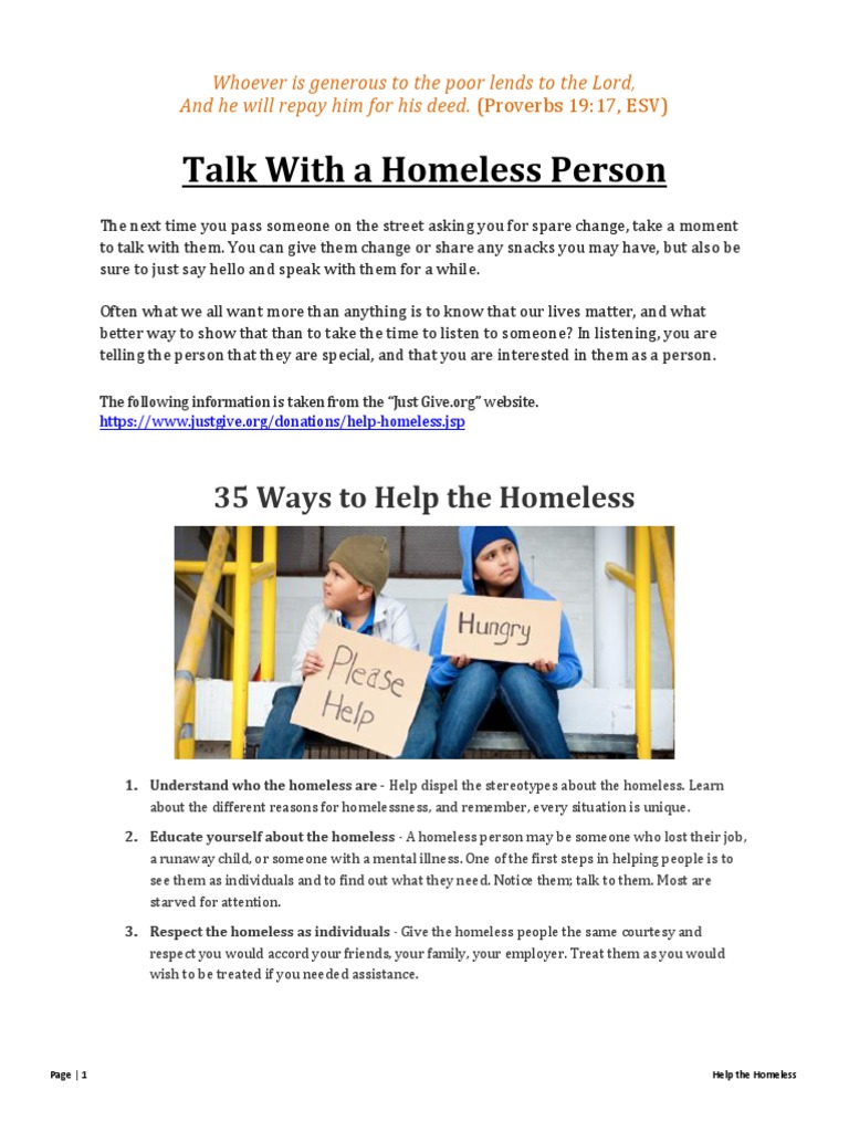 Help The Homeless | PDF | Homelessness | Welfare