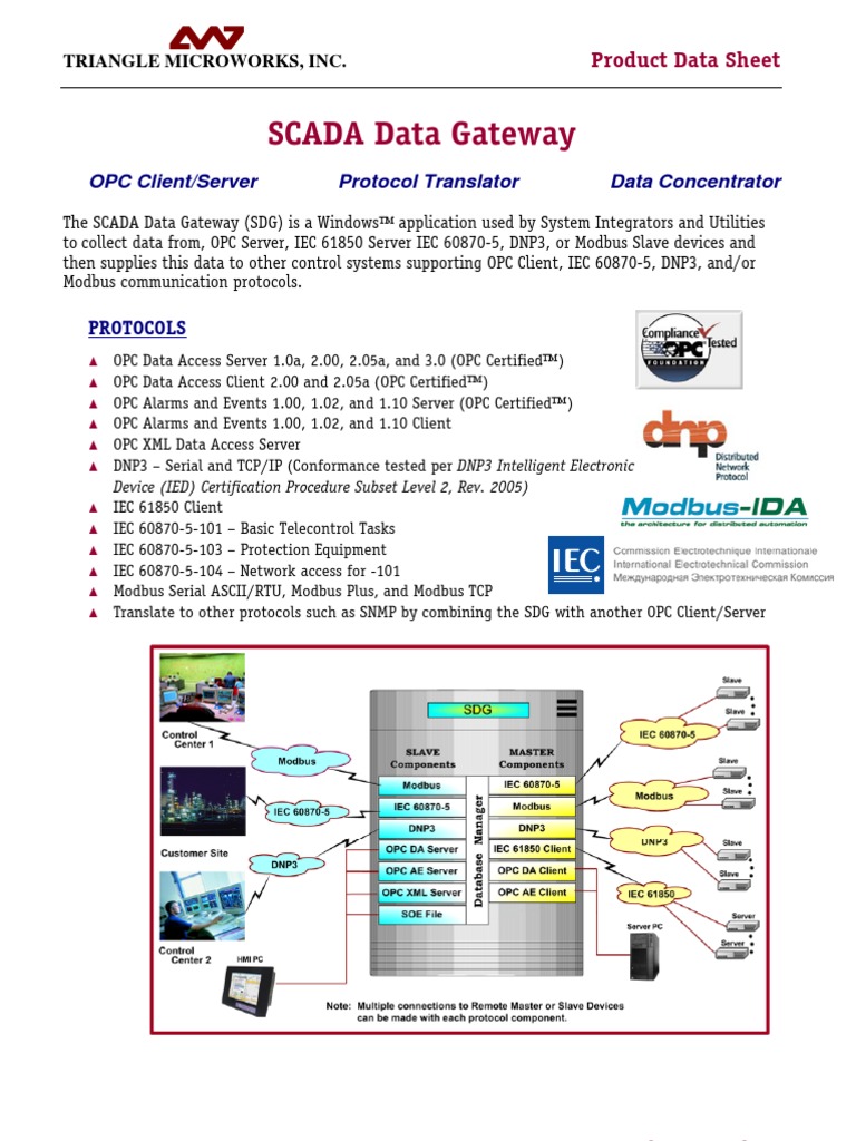 SCADA Data Gateway Fact Sheet | PDF | Scada | Gateway (Telecommunications)