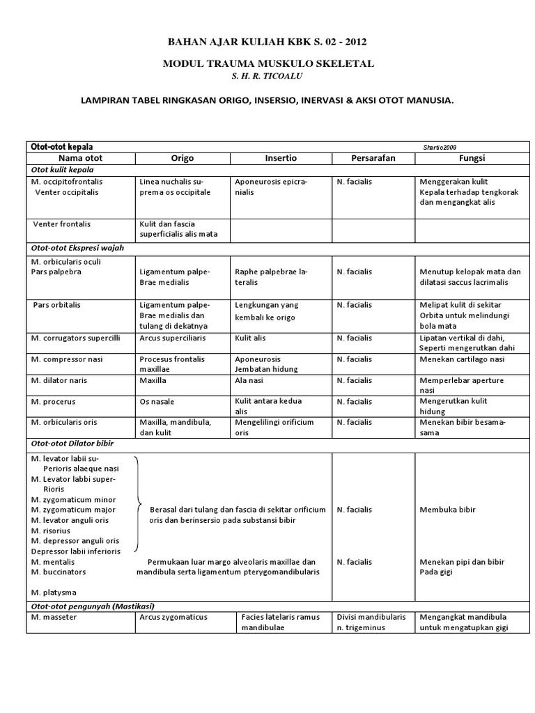 Origo dan Insersio Otot Manusia | PDF