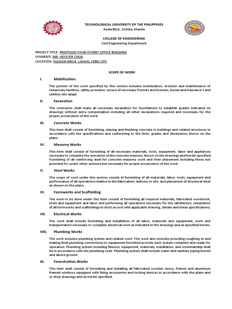 Scope of Work | PDF | Plumbing | Concrete