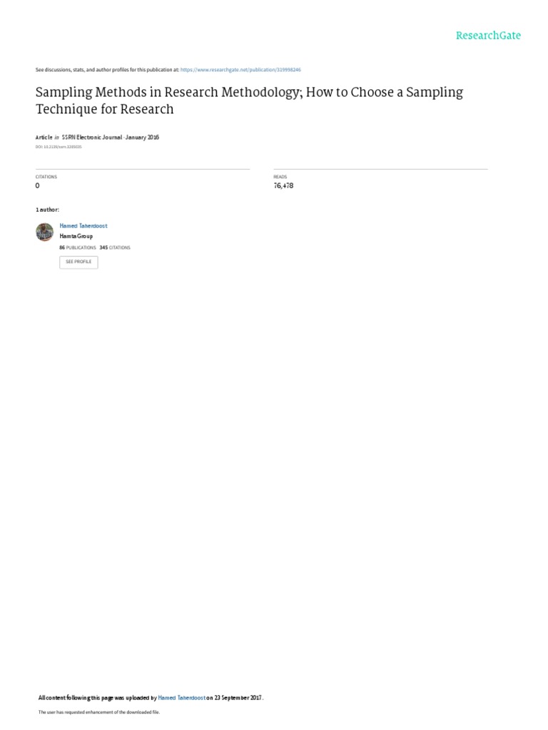 Sampling Methodin Research Methodology Howto Choosea Sampling Techniquefor Research | Download ...