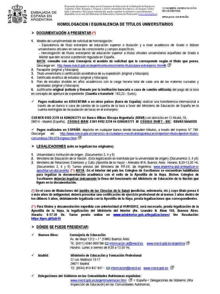 Homologación de Título en España | PDF | Educación más alta | Educación ...
