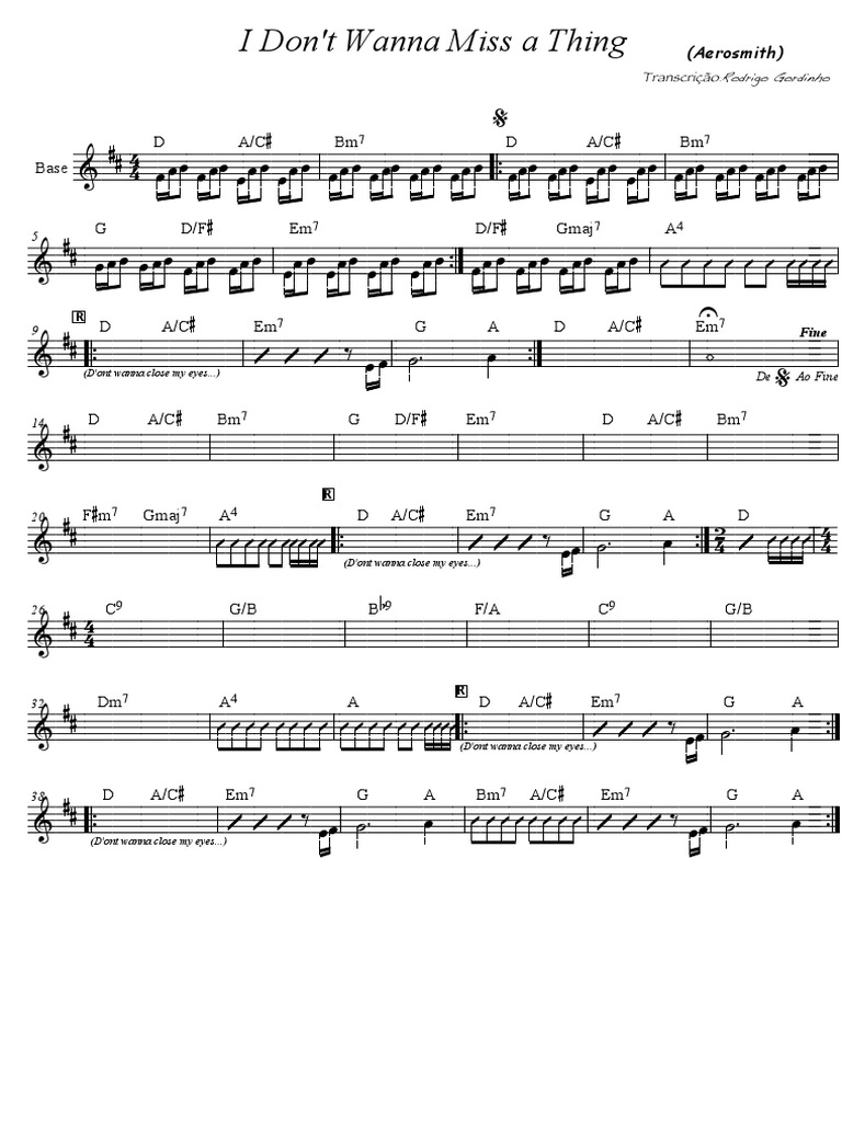 I Don't Wana Miss A Thing | PDF