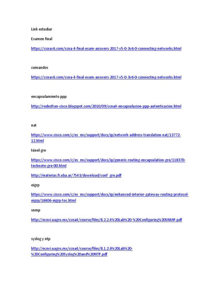 CCNA 4 Final Exam Study Guide with Multiple Networking Topics | PDF