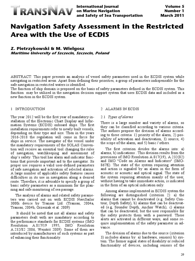 Navigation Safety Assessment in The Restricted Area With The Use of ECDIS PDF | Download Free ...