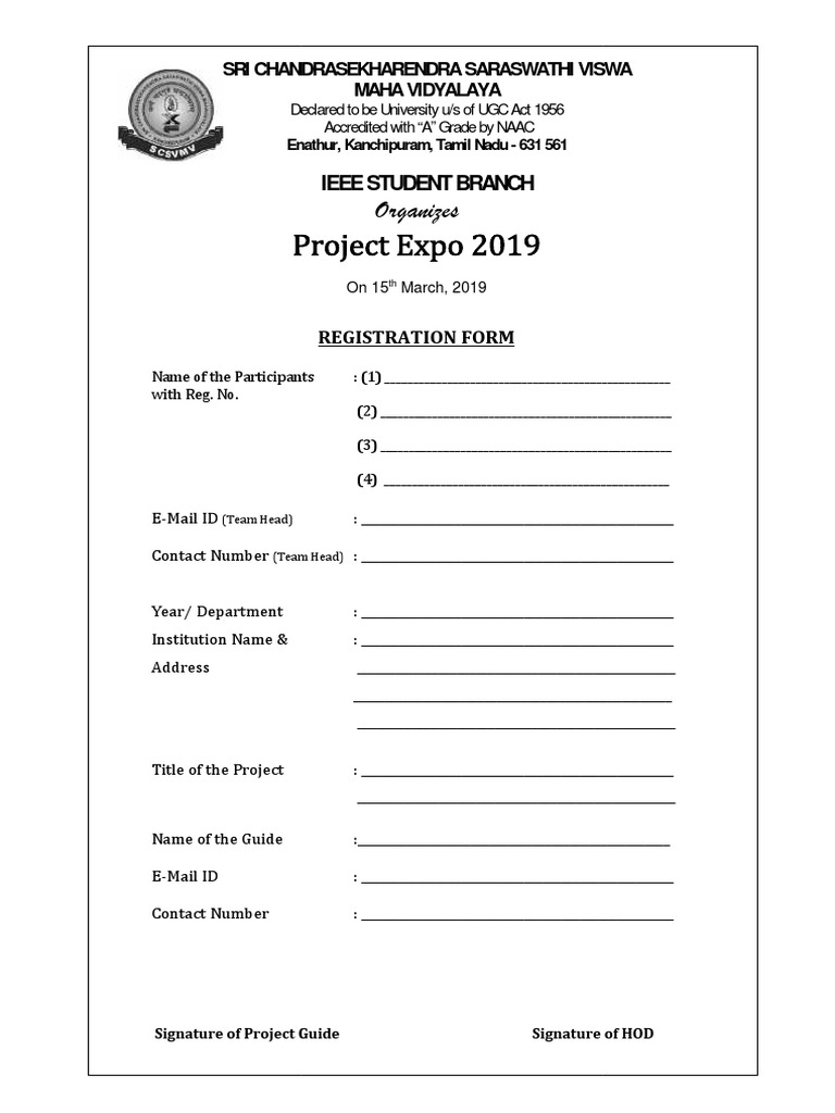 Project Expo 2019 Registration Form | PDF
