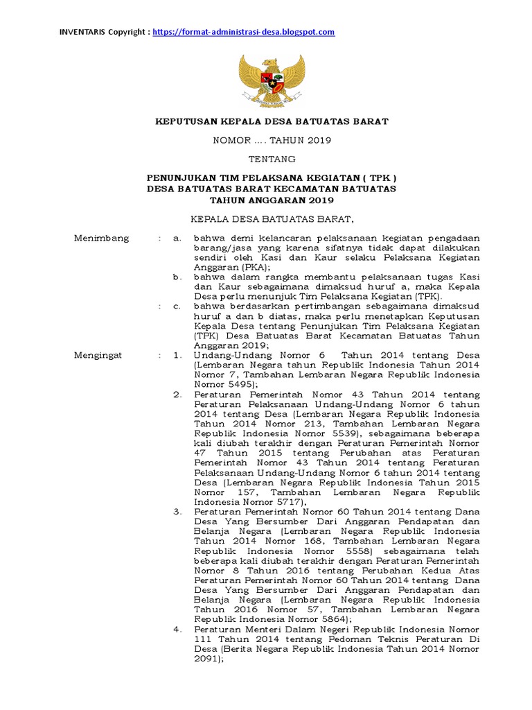 Contoh Sk Kepala Desa Tim Pelaksana Pendataan Sdgs Desa Catat Tugas ... Contoh Sk Kepala Desa Tim Pelaksana Pendataan Sdgs Desa Catat Tugas ...