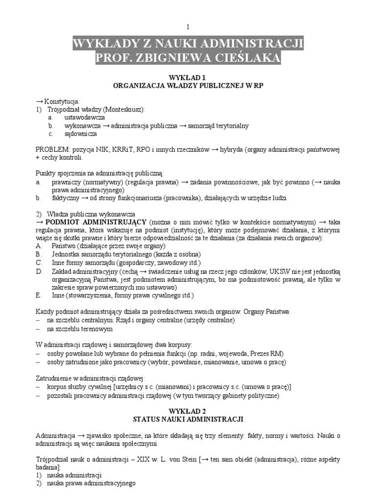 Administracja Wyklady | PDF