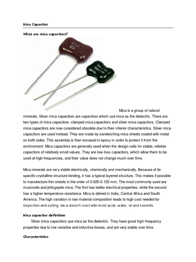 Mica Capacitors | PDF | Capacitor | Electromagnetism