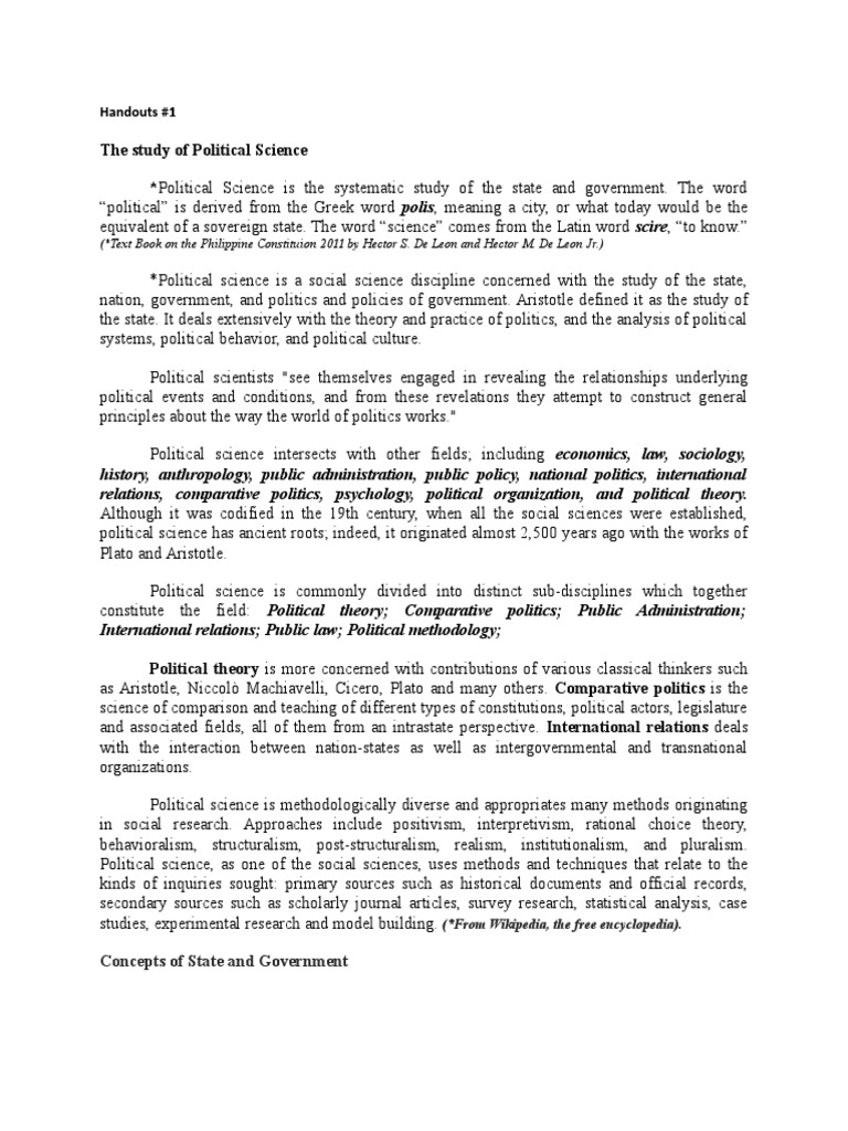 Handouts #1 Polgov | PDF | Political Science | Government