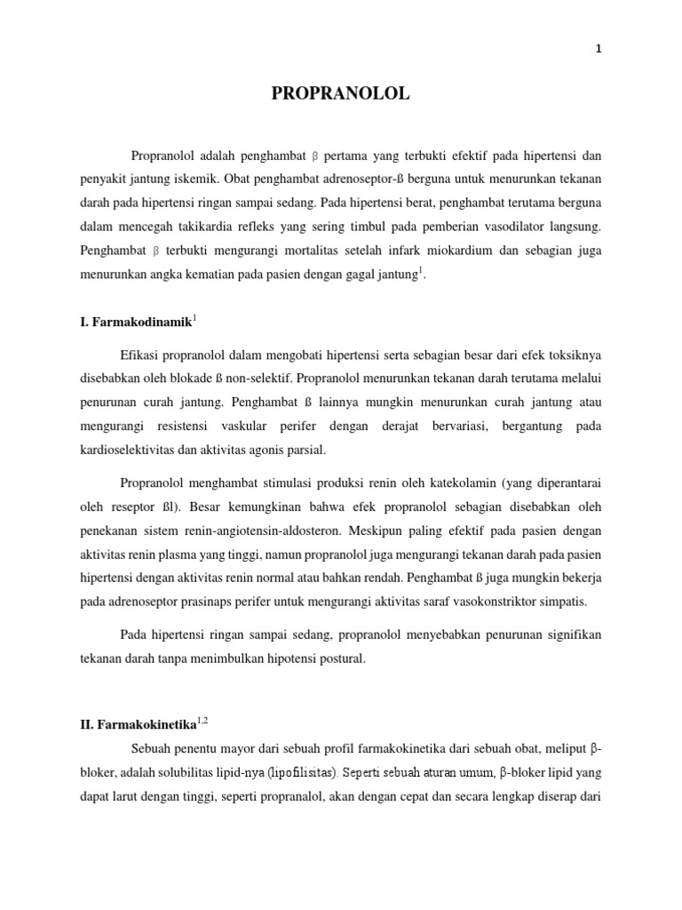 Propranolol: Farmakologi dan Efek Samping | PDF