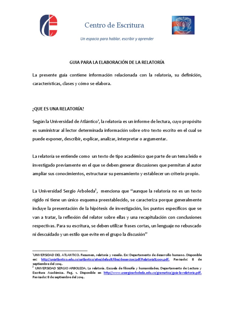 Guia para La Elaboracion de Relatoria | PDF | Ensayos | Autor