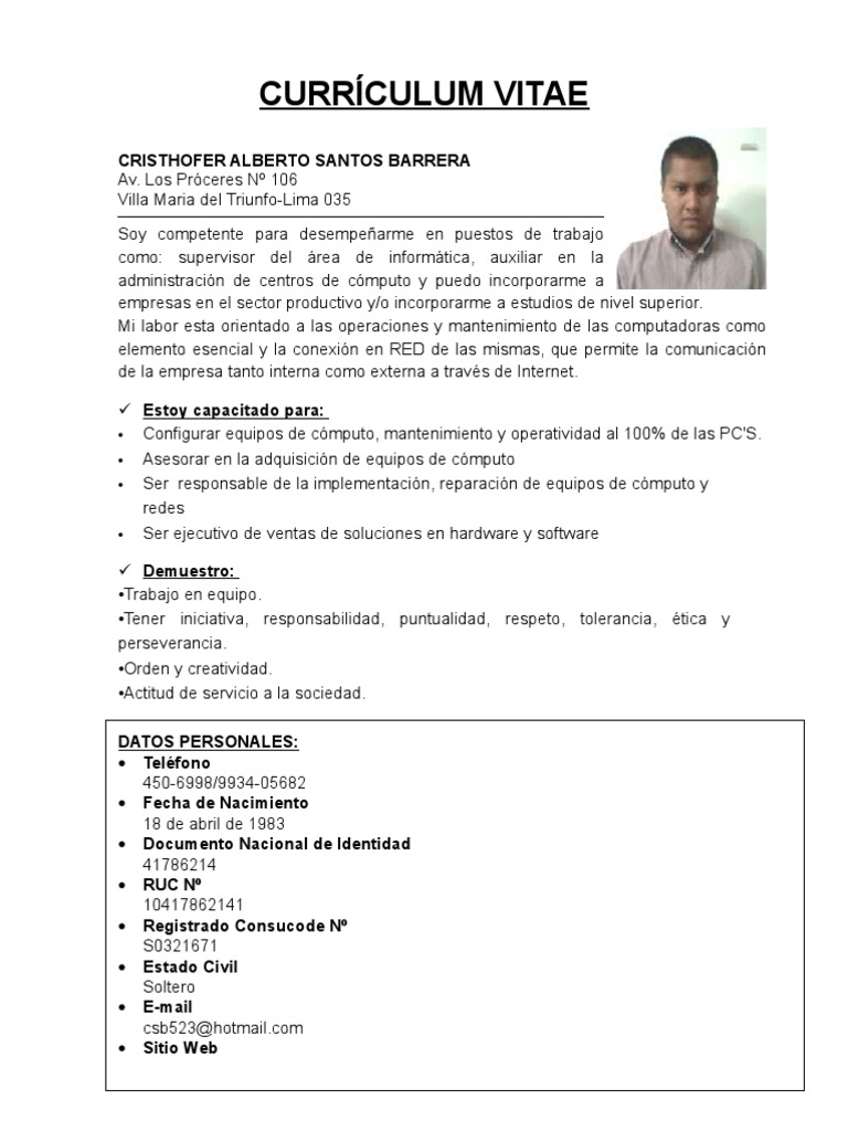 Curriculum Vitae | PDF | Windows Vista | Microsoft Windows