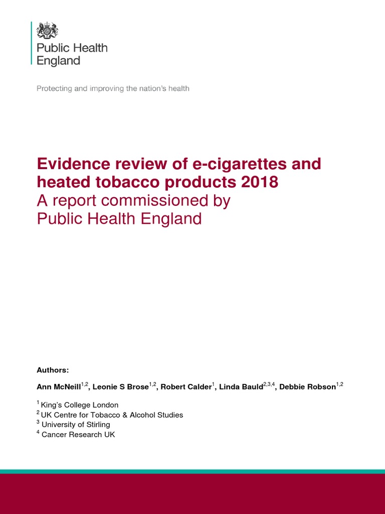 Evidence Review of E-Cigarettes and Heated Tobacco Products 2018 PDF ...