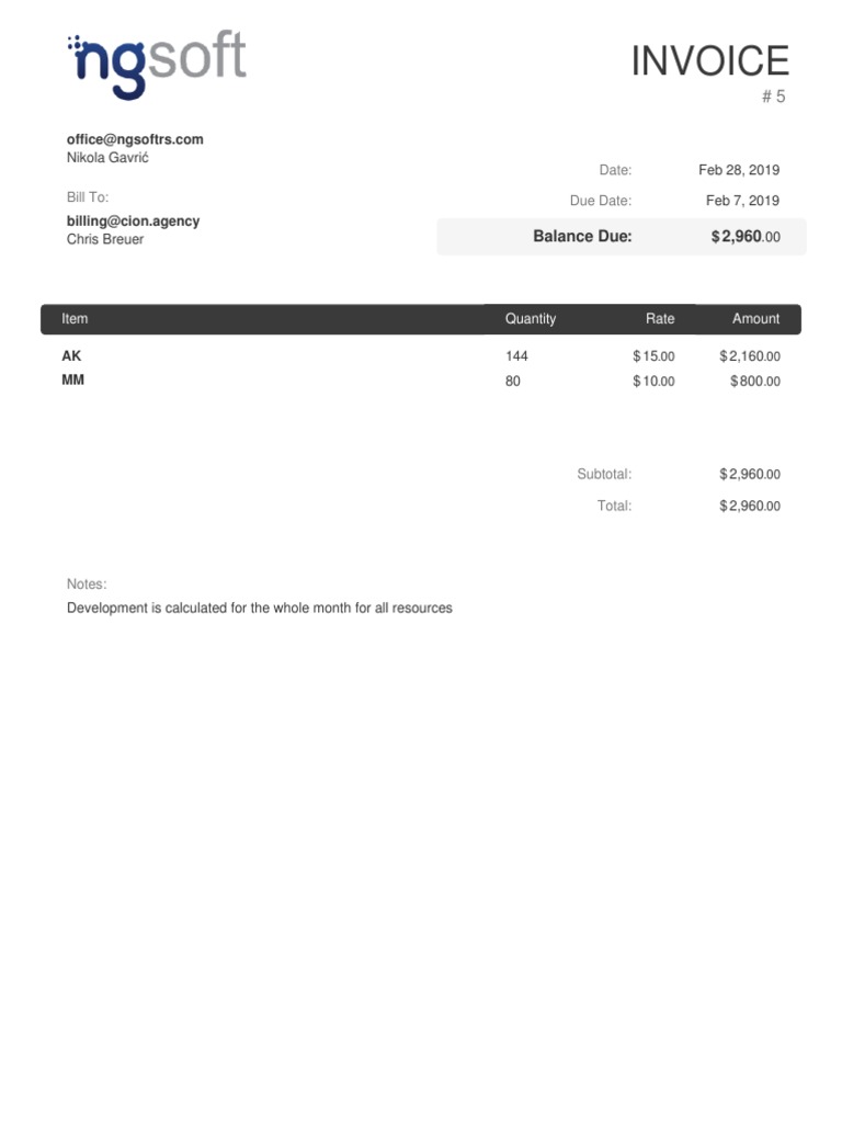 Invoice: Bill To: Date: Due Date | PDF | Business