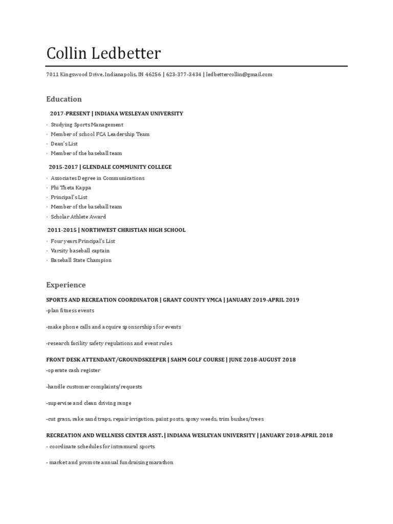 Collin Ledbetter Resume | PDF