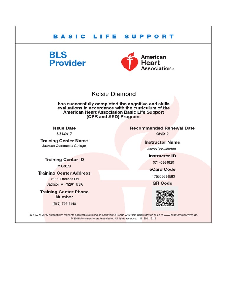 Bls Certificate | PDF