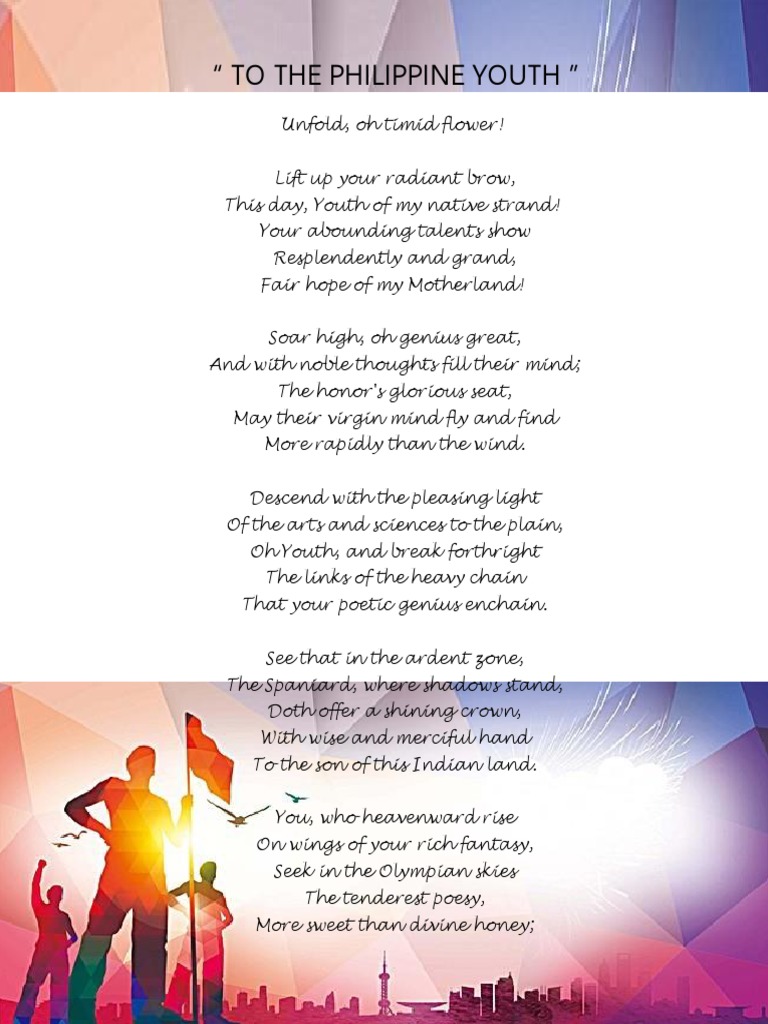 Rizal's "To the Philippine Youth" Poem | PDF | Poetry