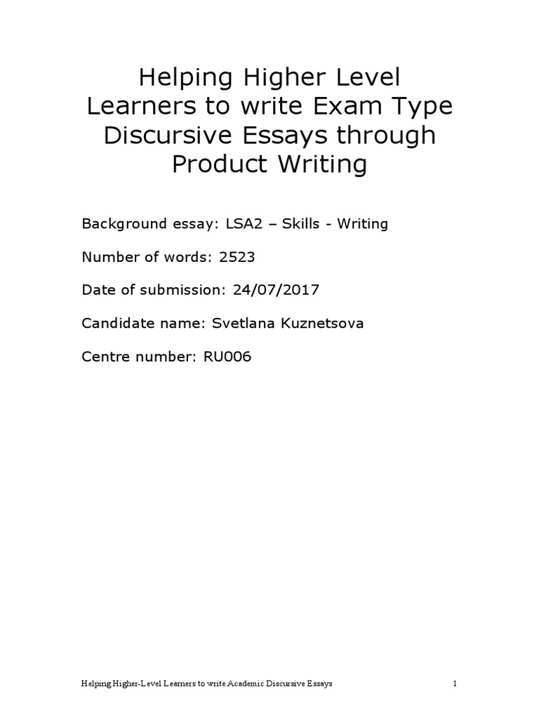 Delta Module 2 Internal LSA2 BE.2 | PDF | Essays | Discourse