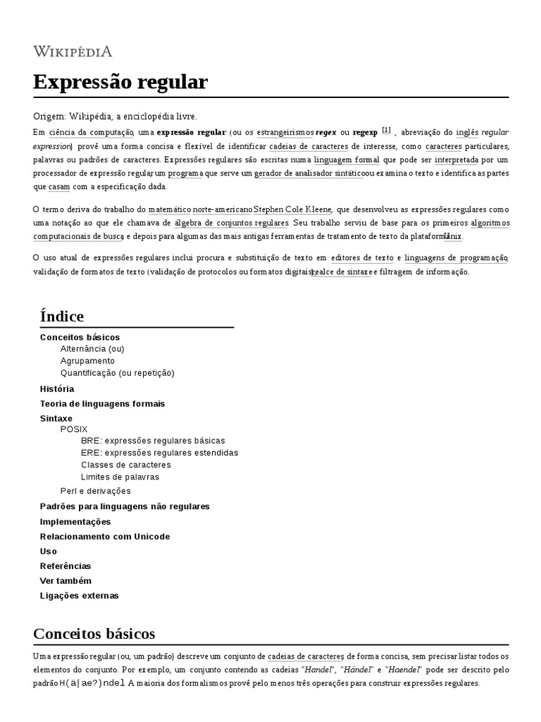 Expressão_regular.pdf | Expressão Regular | Programação de Computadores