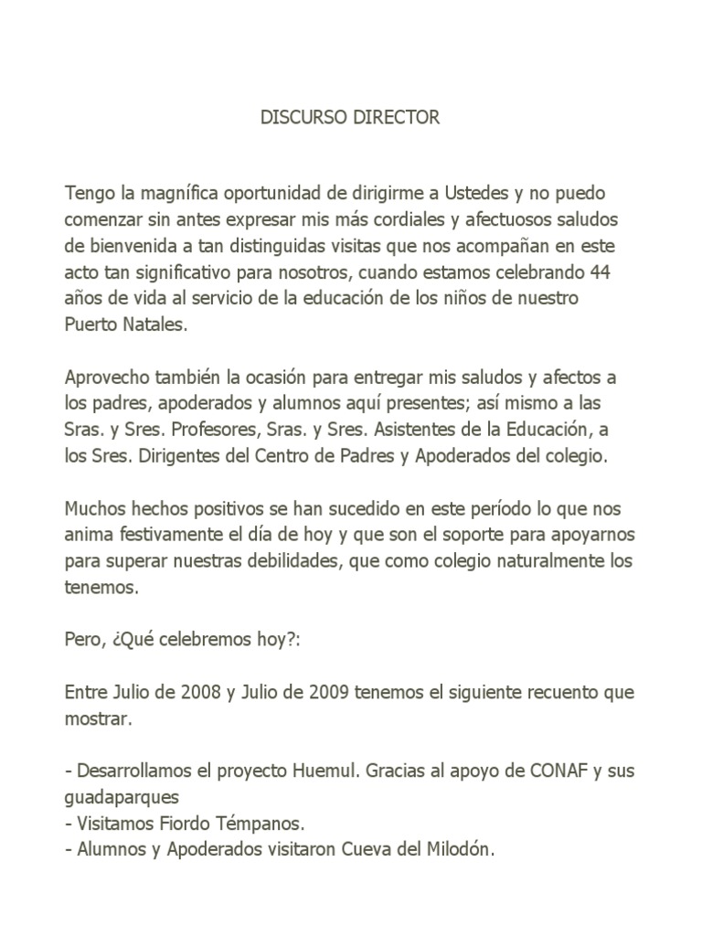 Discurso Director | PDF | Maestros | Institución